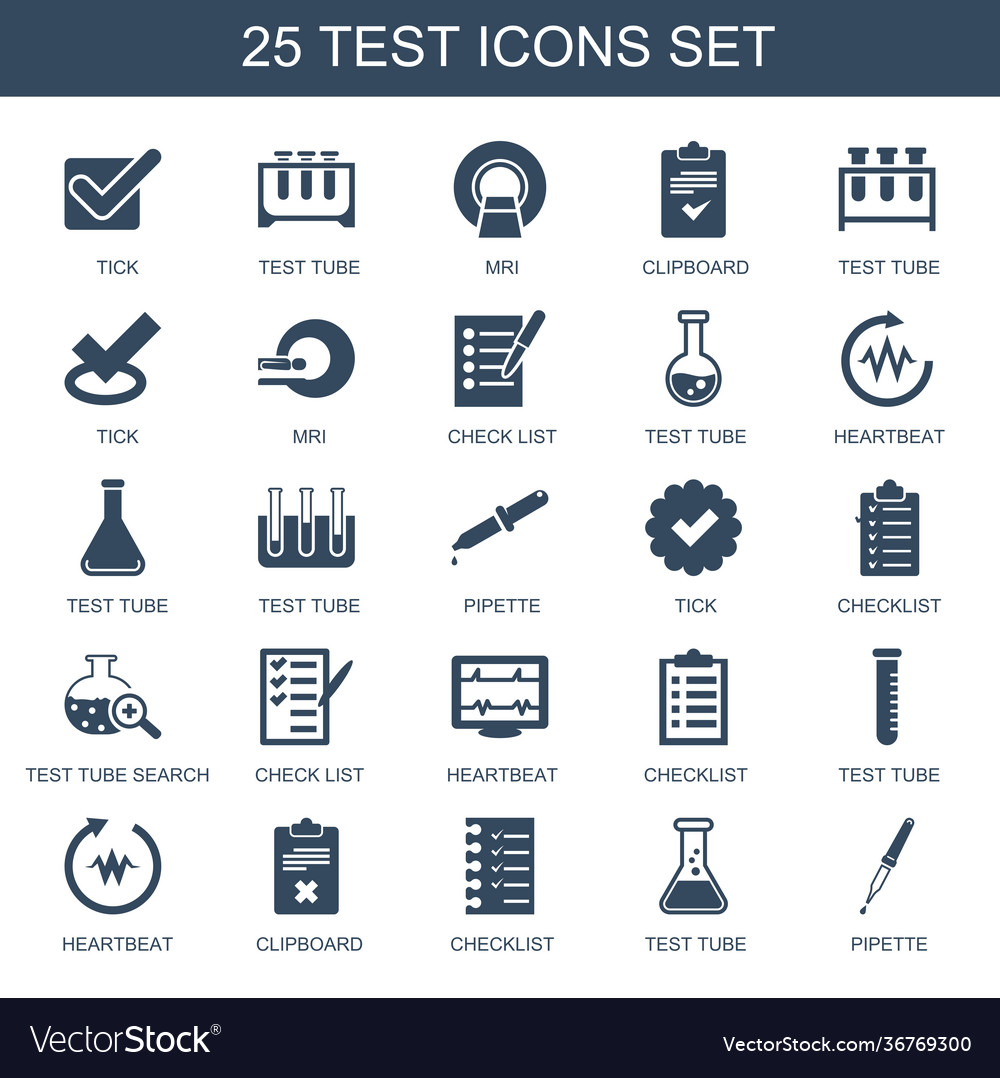 25 test icons Royalty Free Vector Image - VectorStock