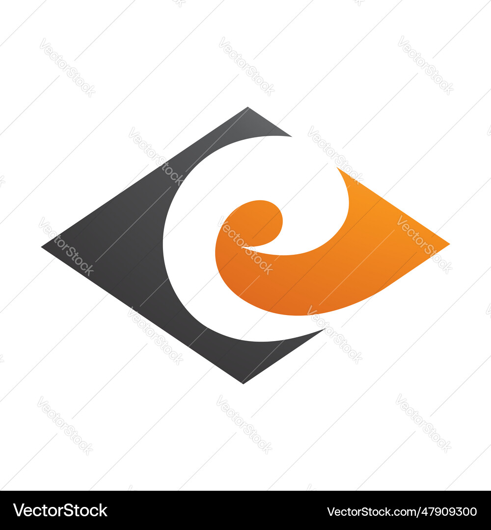 Black and orange horizontal diamond shaped letter Vector Image
