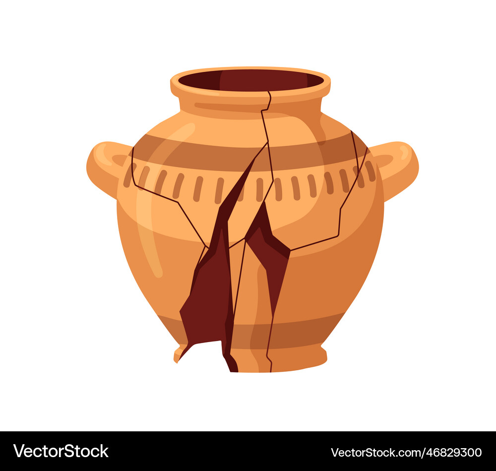 Broken antique pot old ancient pottery cracked Vector Image