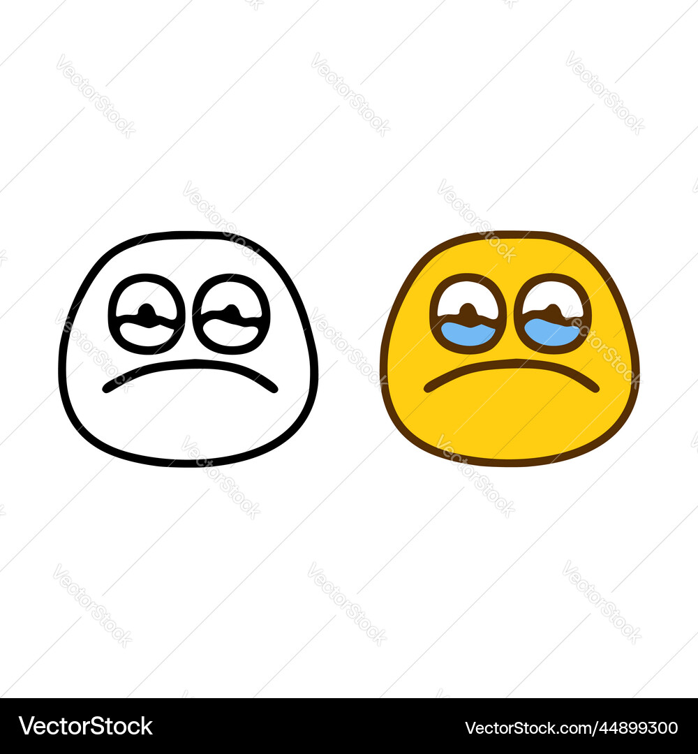 Crying emoticon in doodle style isolated on white Vector Image
