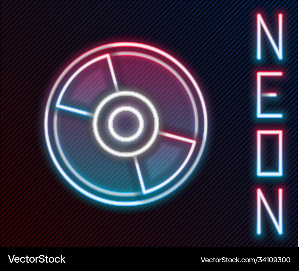 Glowing neon line cd or dvd disk icon isolated Vector Image