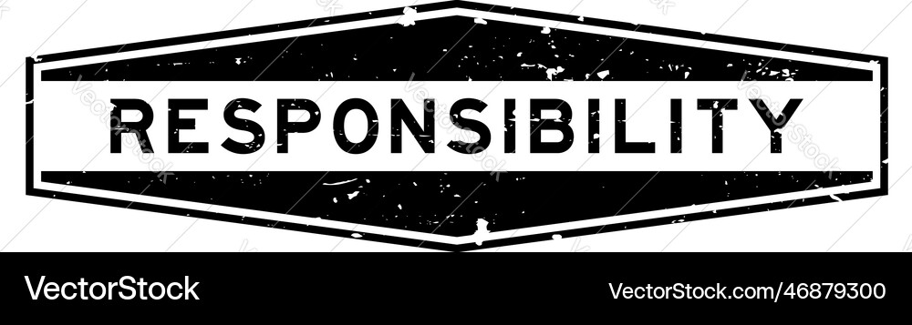 Grunge black responsibility word hexagon rubber Vector Image