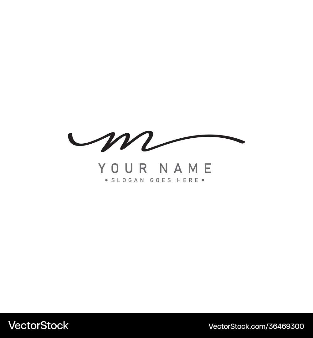 Handwritten signature logo for initial letter m Vector Image