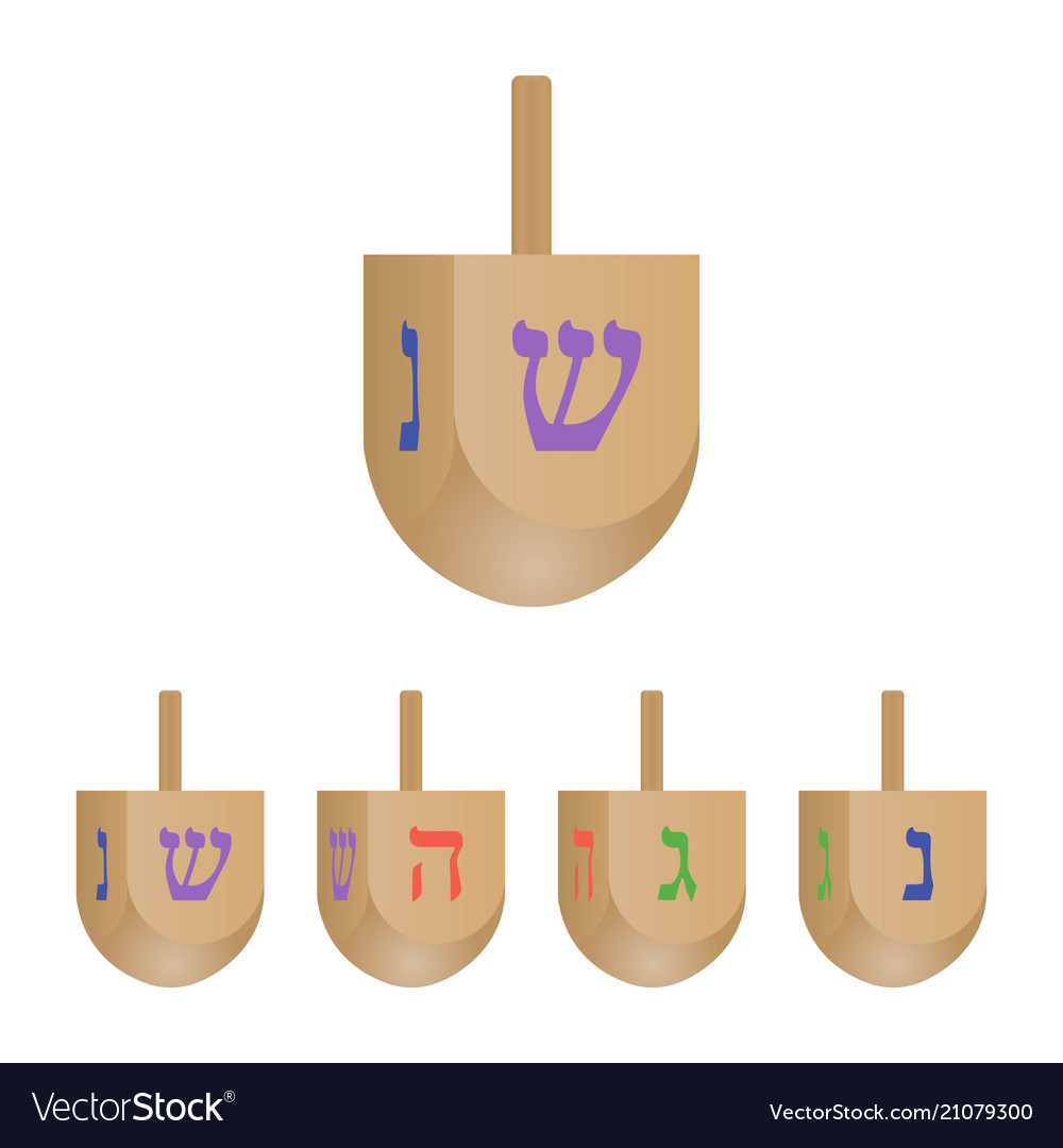 Hanukkah Dreidel Icons Set Royalty Free Vector Image