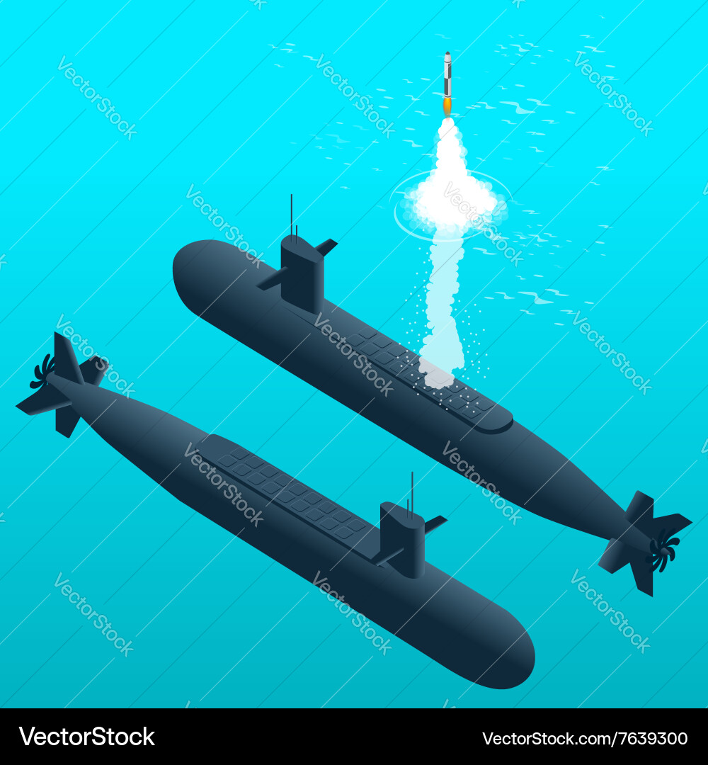 Nuclear submarine traveling underwaternuclear Vector Image