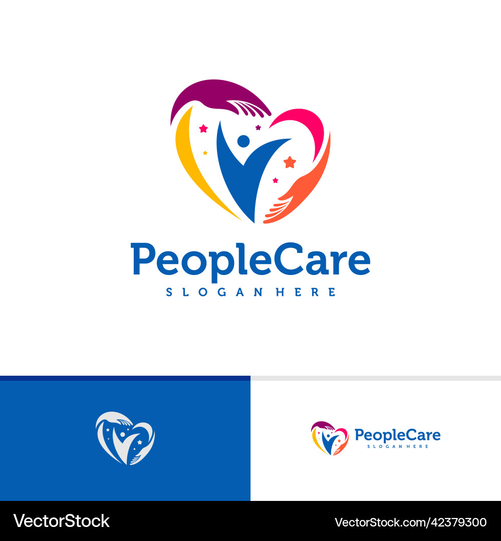 People care logo template creative care Royalty Free Vector