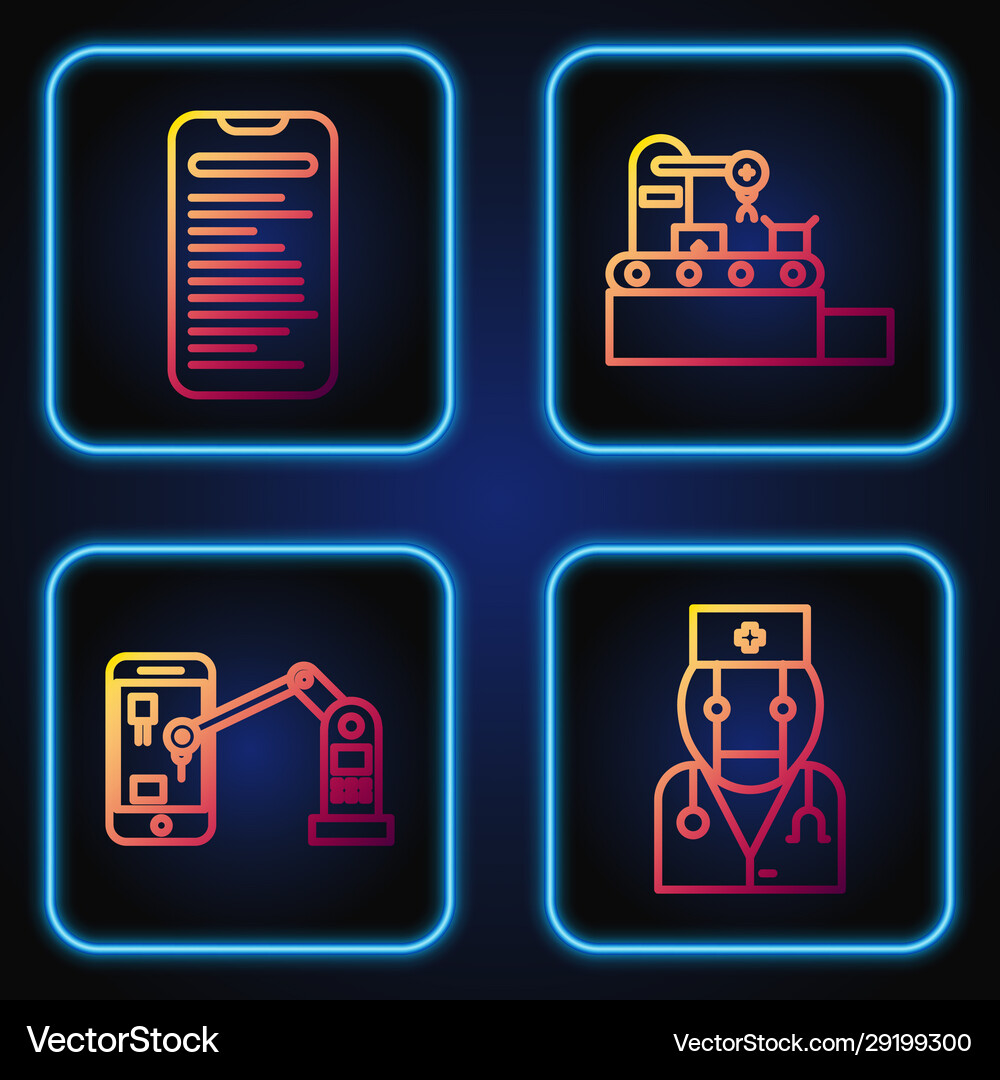 Set line robot doctor industrial machine robotic Vector Image