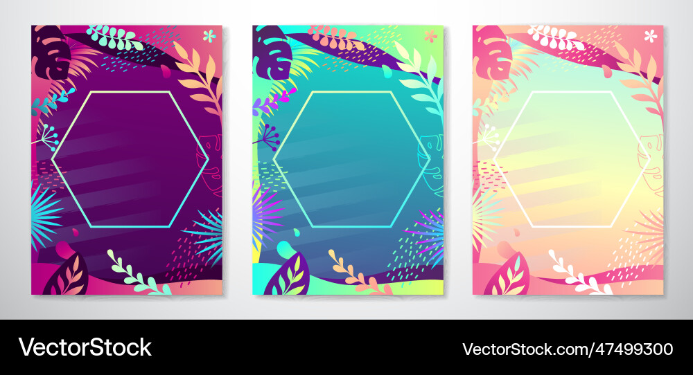 Set of colorful gradient summer banners Royalty Free Vector