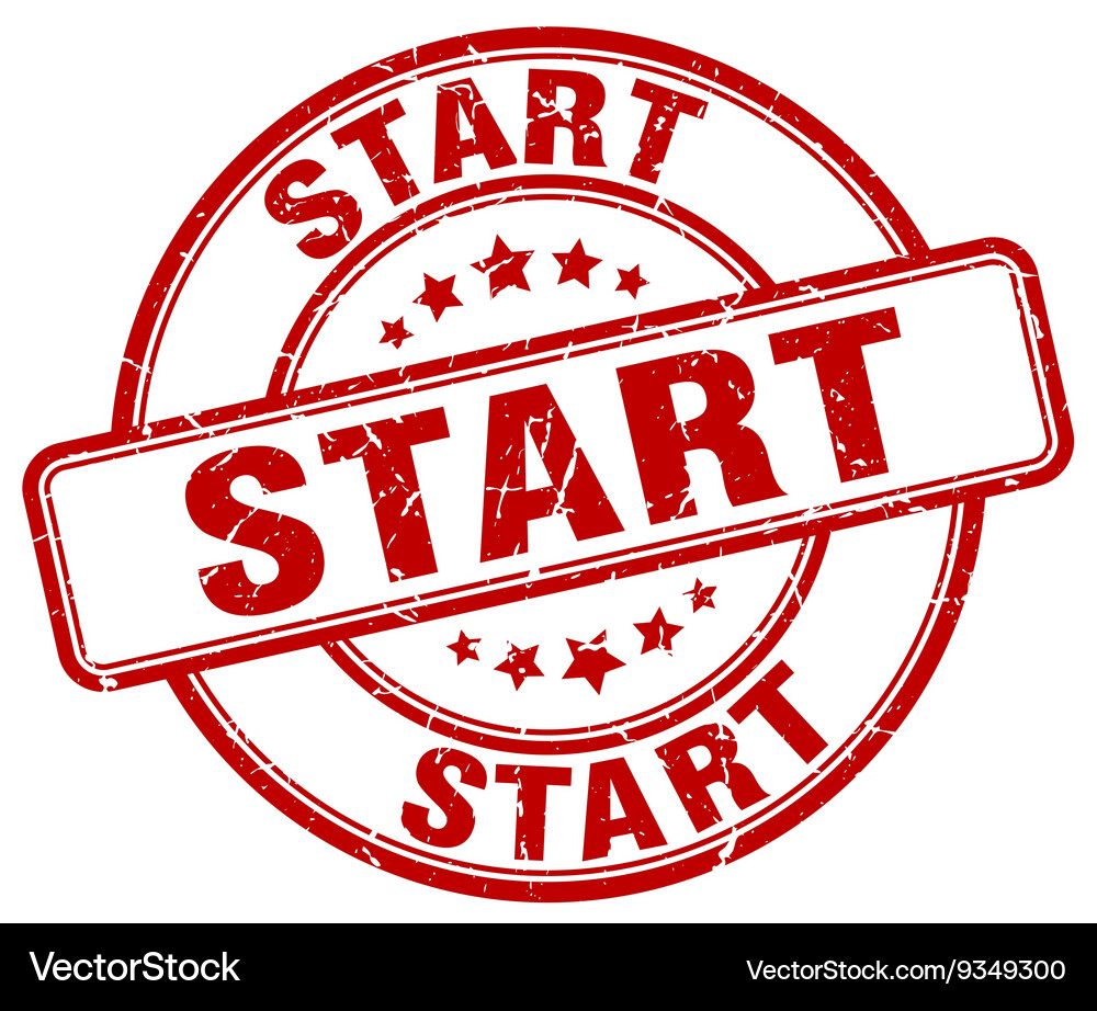 Start red grunge round vintage rubber stamp Vector Image