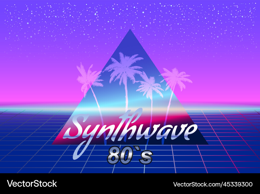 Synthwave 80 s retro banner vaporwave aesthetic Vector Image