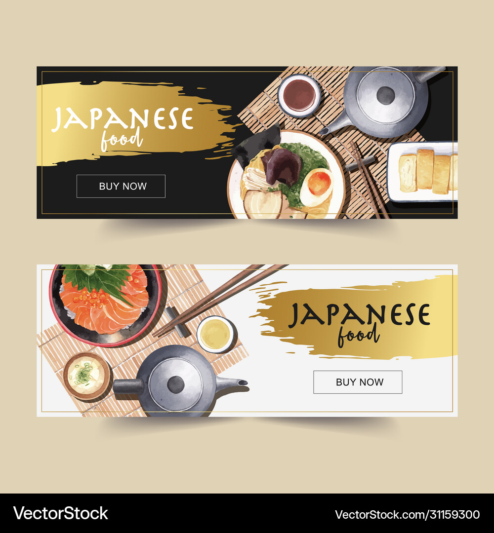 Watercolor design with creative sushi-themed Vector Image