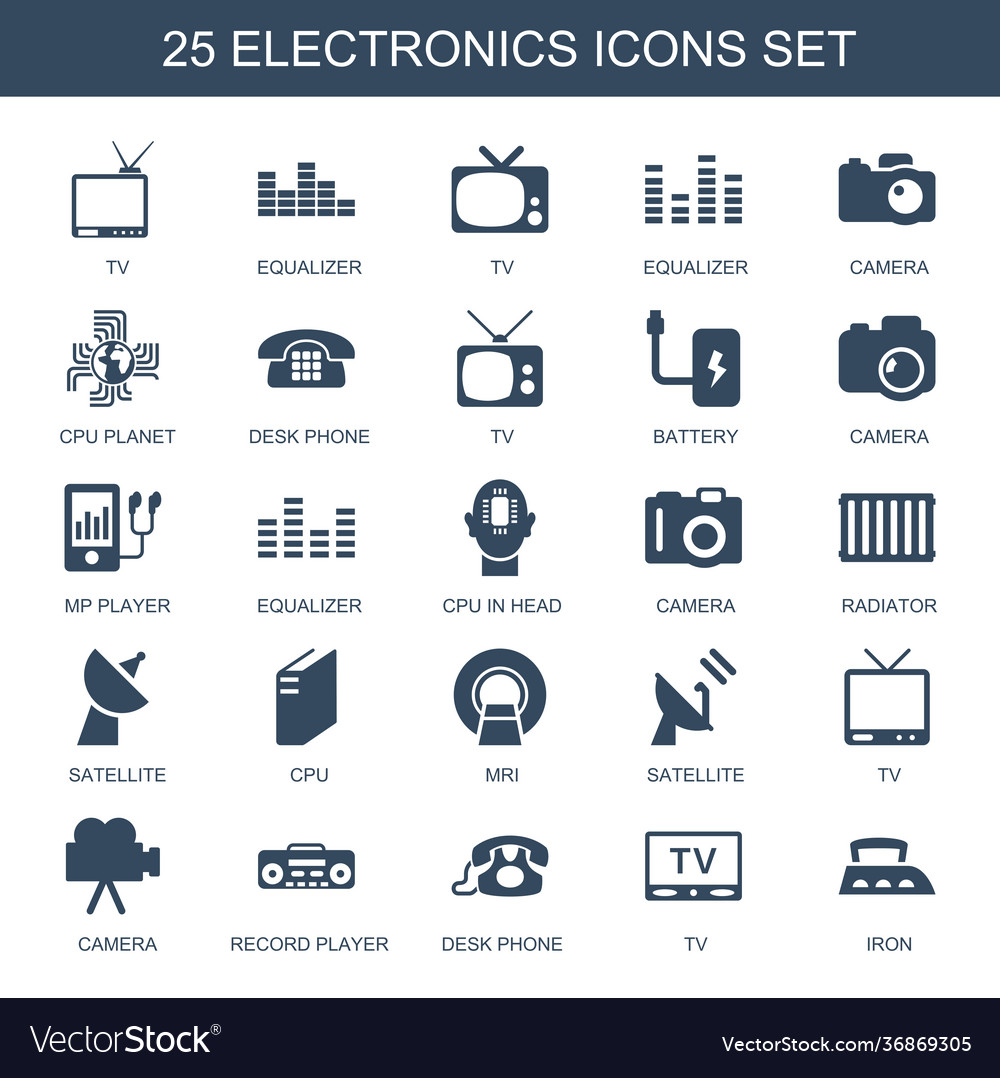 25 electronics icons Royalty Free Vector Image