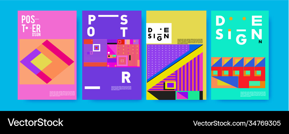 Abstract colorful collage poster design template Vector Image