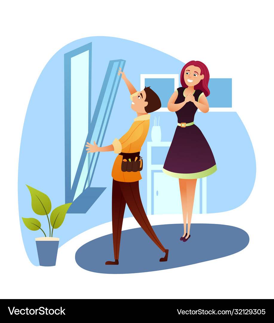 Husband for hour repairing window home service Vector Image