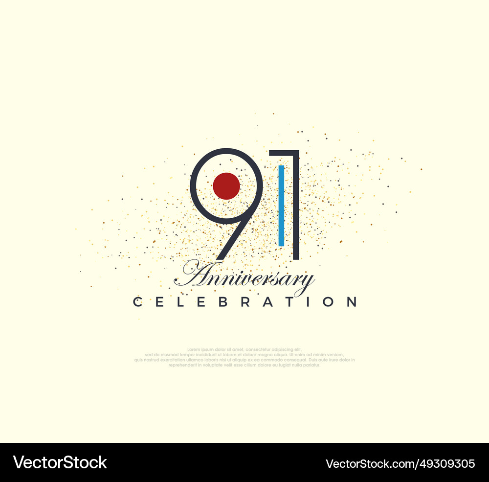 Modern and simple number design for 91st Vector Image