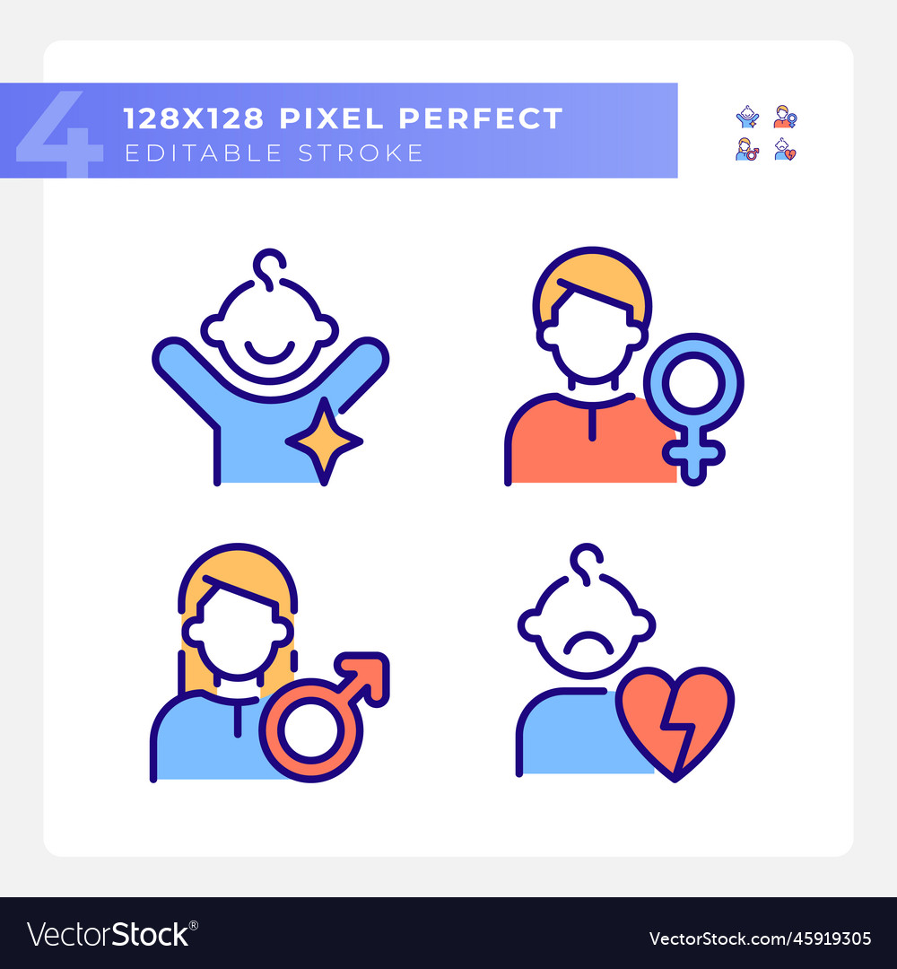 People pixel perfect rgb color icons set Vector Image People pixel perfect rgb color icons set Vector Image