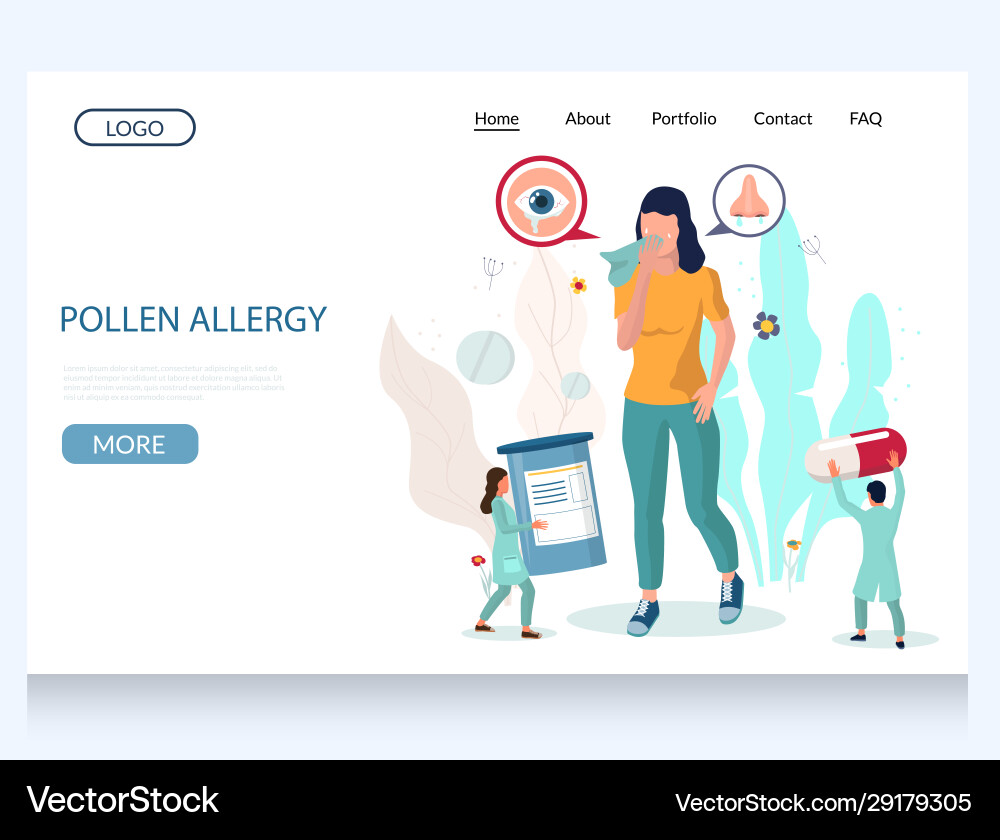 Pollen allergy website landing page design Vector Image