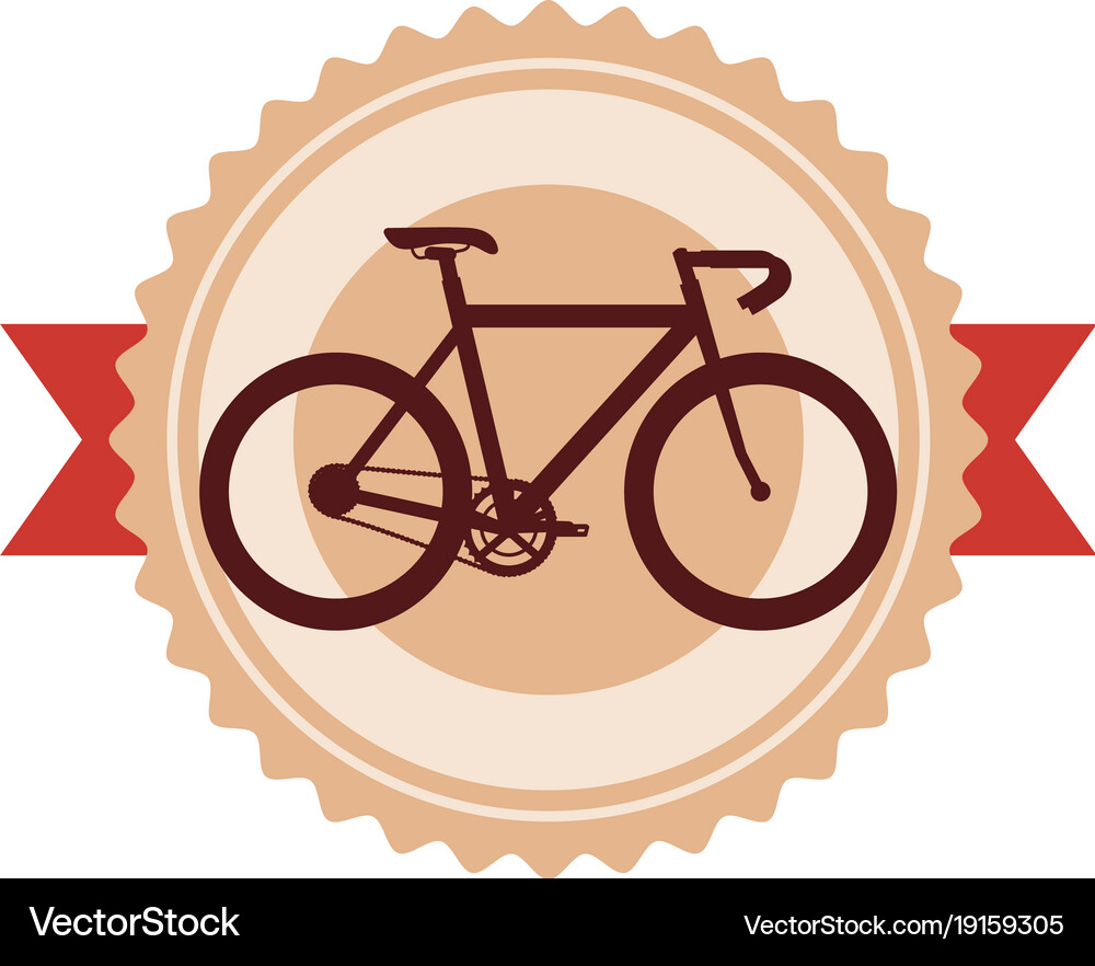 Racing bicycle emblem with ribbon Royalty Free Vector Image