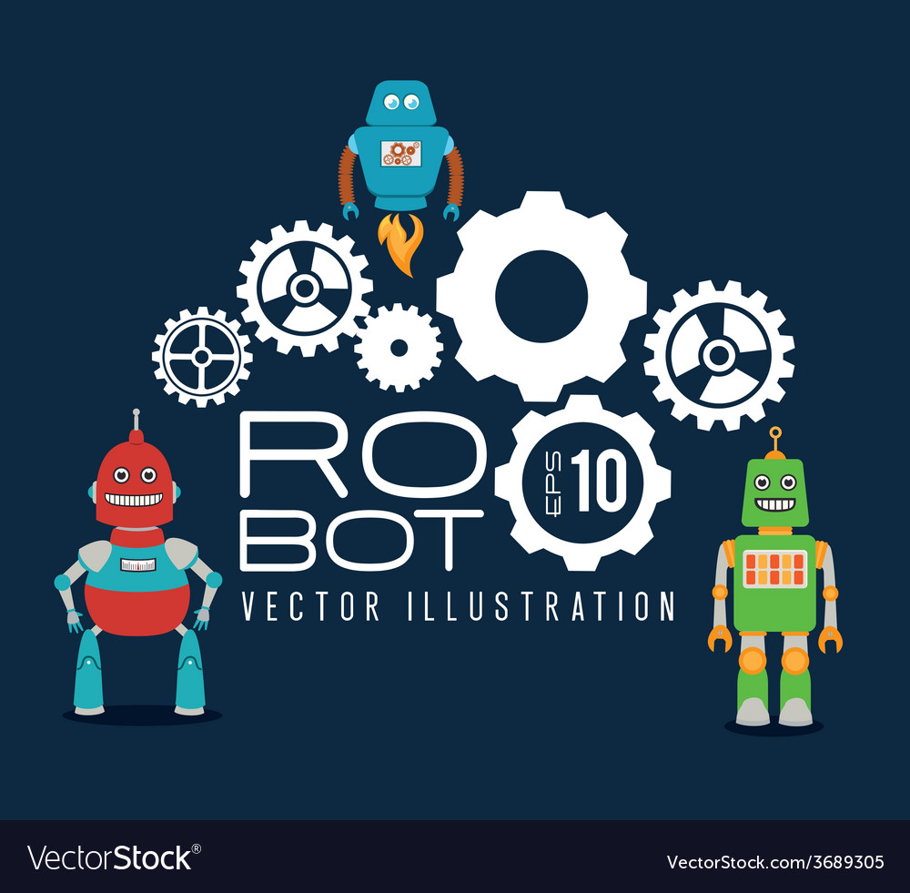 Robot design over blue background Royalty Free Vector Image