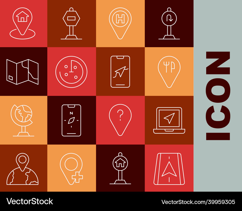 Set line city map navigation laptop with location Vector Image