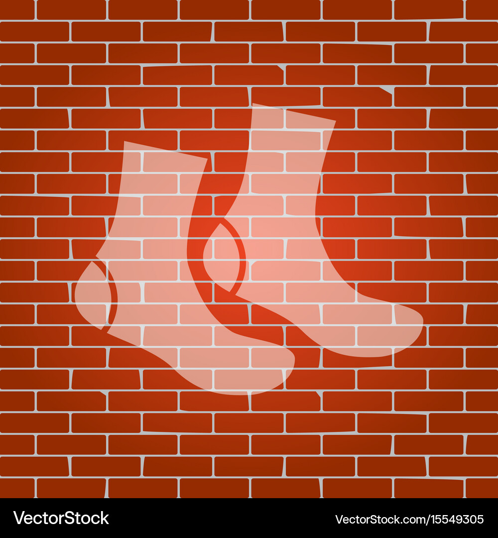 Socks sign whitish icon on brick wall as Vector Image