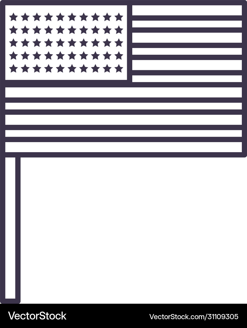 Usa flag line style icon design Royalty Free Vector Image