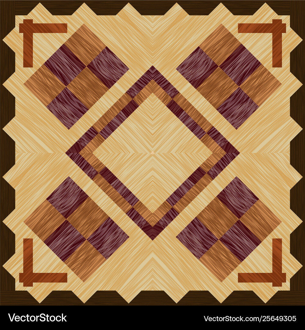 Wooden inlay with checkerboard elements on light Vector Image