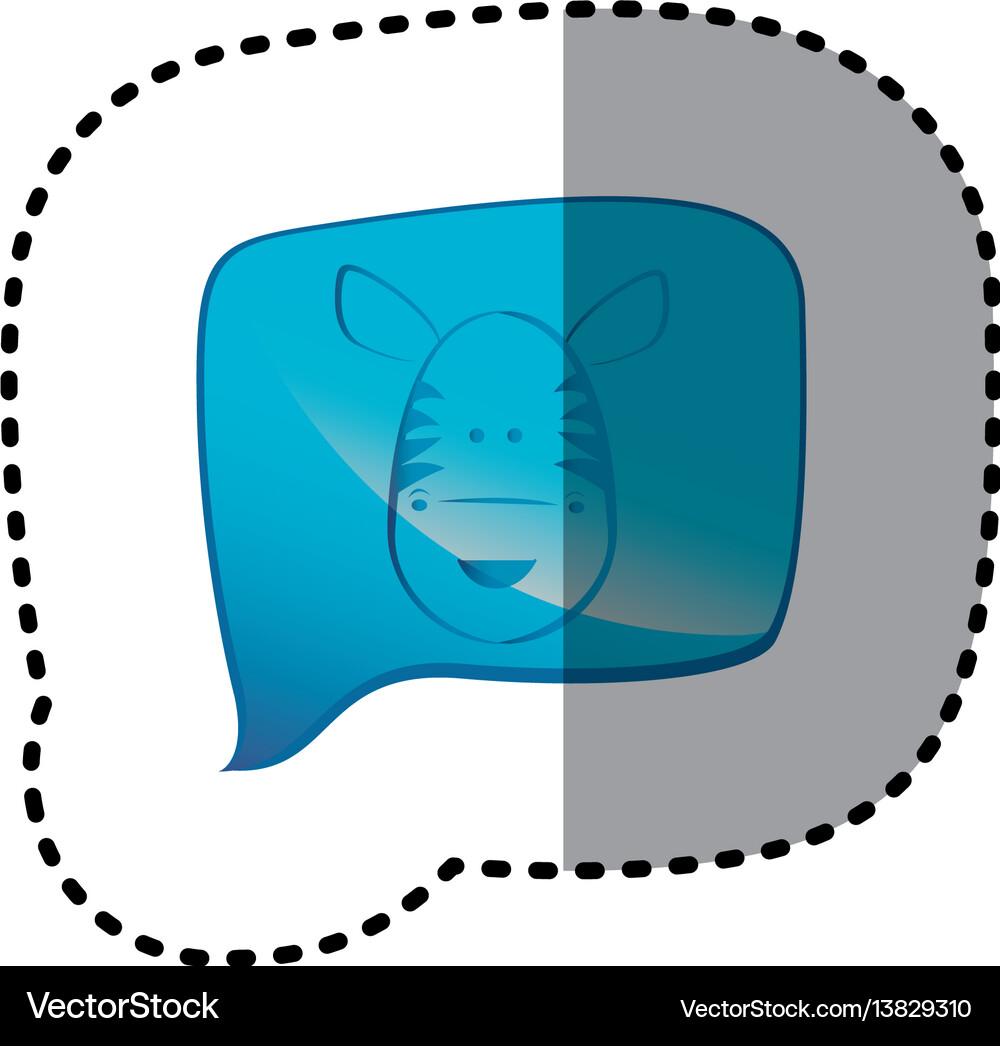 Color sticker with zebra face in square speech Vector Image