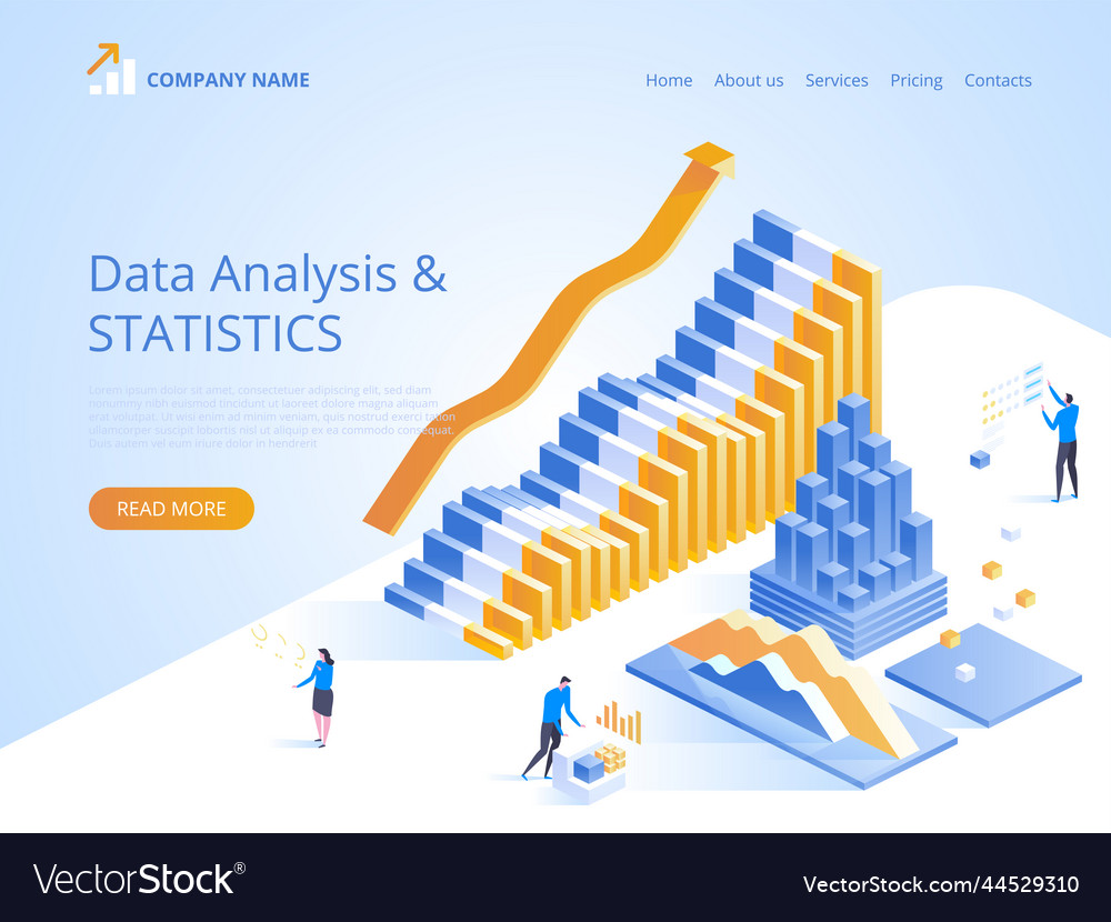 Data analysis isometric for landing page Vector Image
