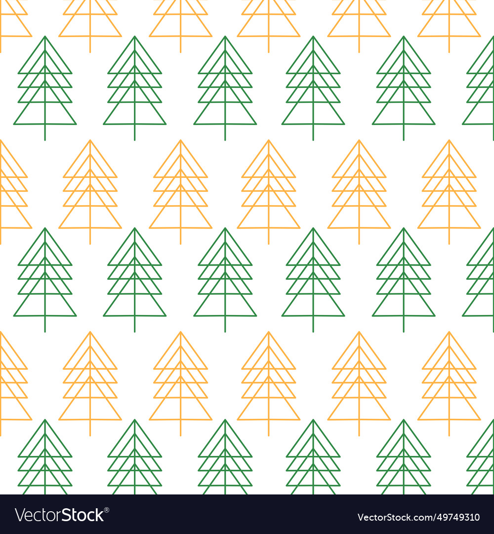 Graphic green gold christmas trees pattern Vector Image