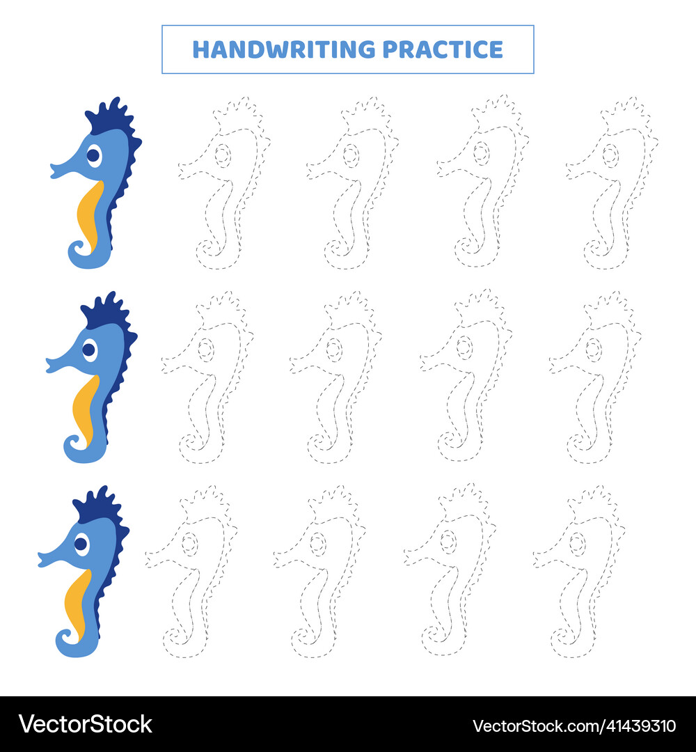 Handwriting practice for kids with cartoon Vector Image