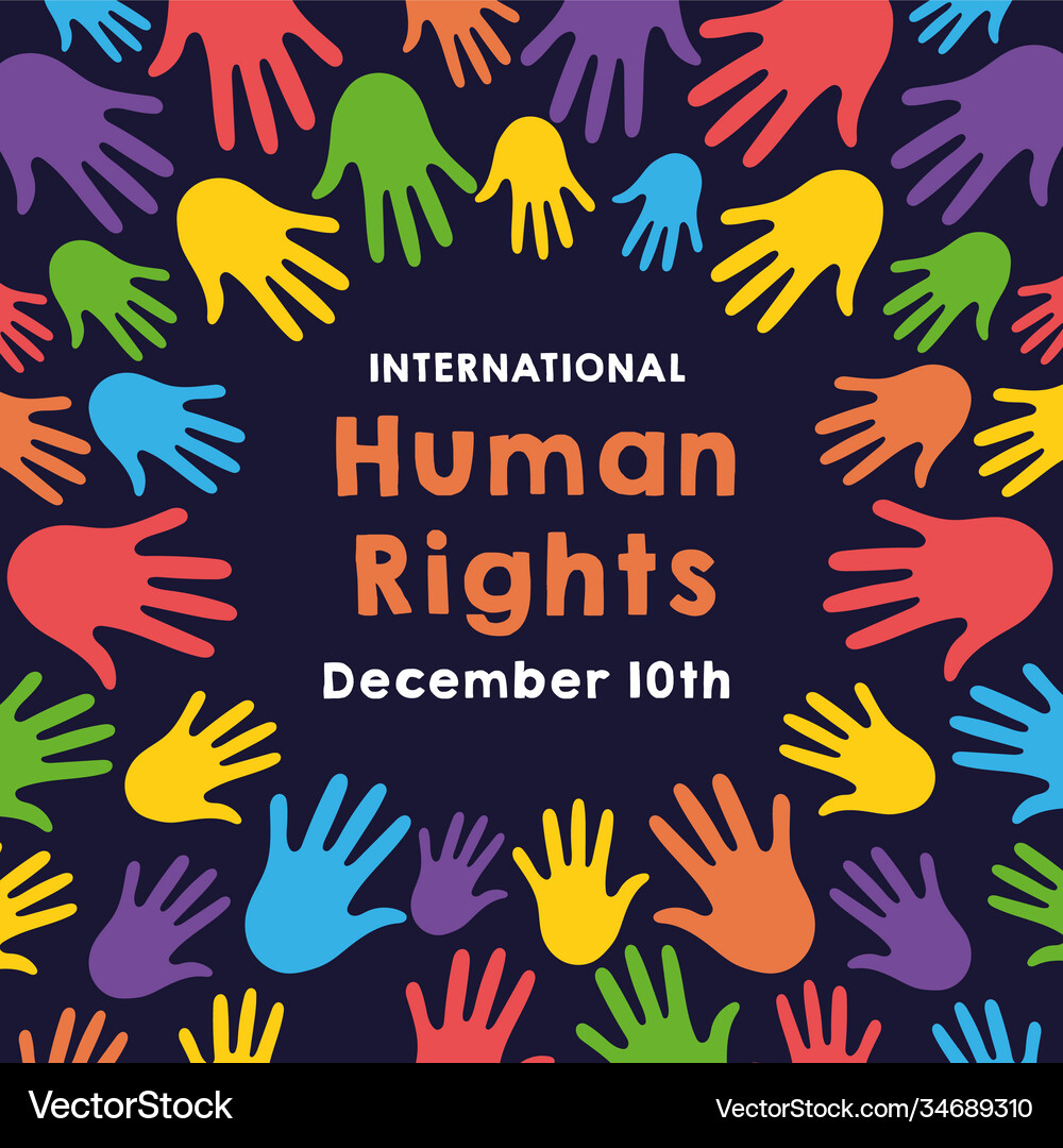 Human rights campaign lettering with hands print Vector Image