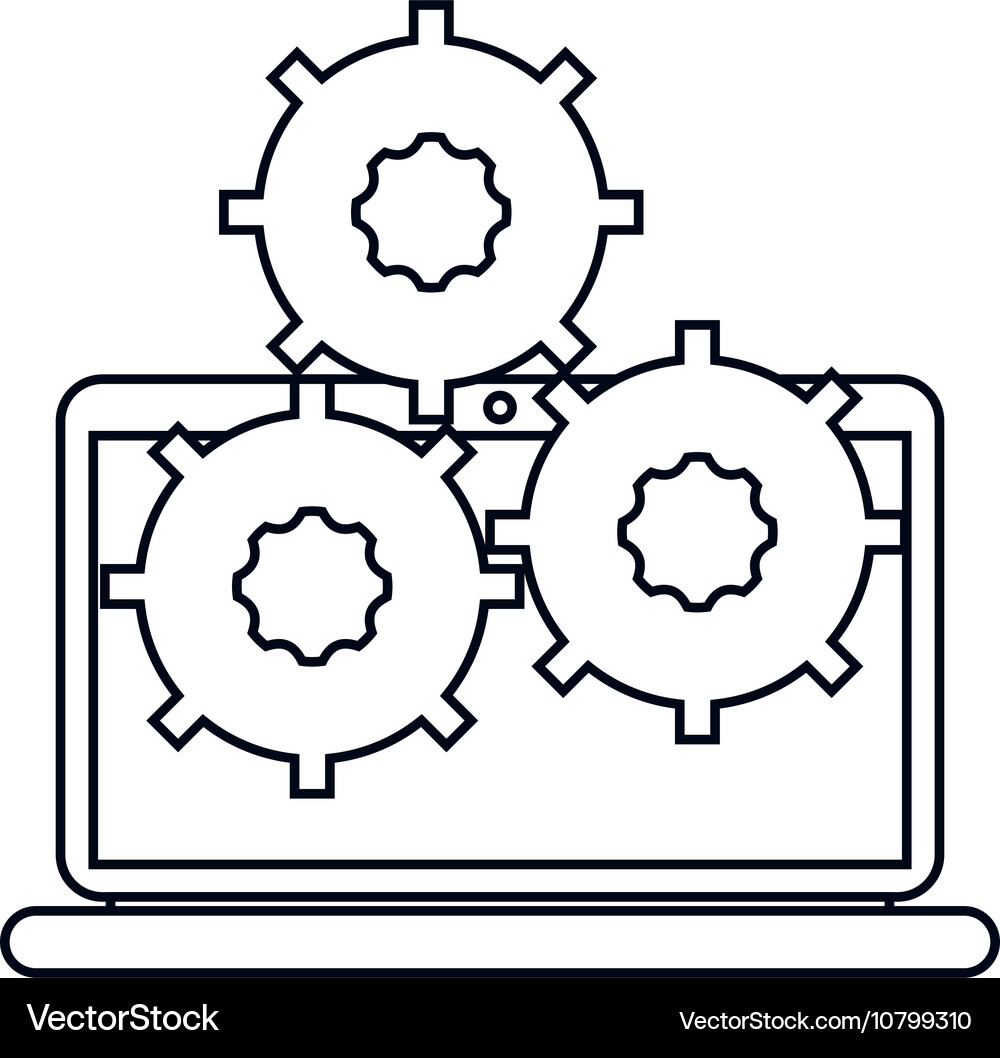 Isolated laptop with gears design Royalty Free Vector Image