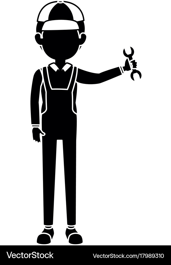 Mechanic with wrench avatar character Royalty Free Vector