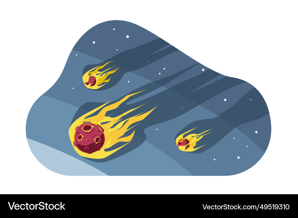 Meteorites flying in starry night sky meteor Vector Image