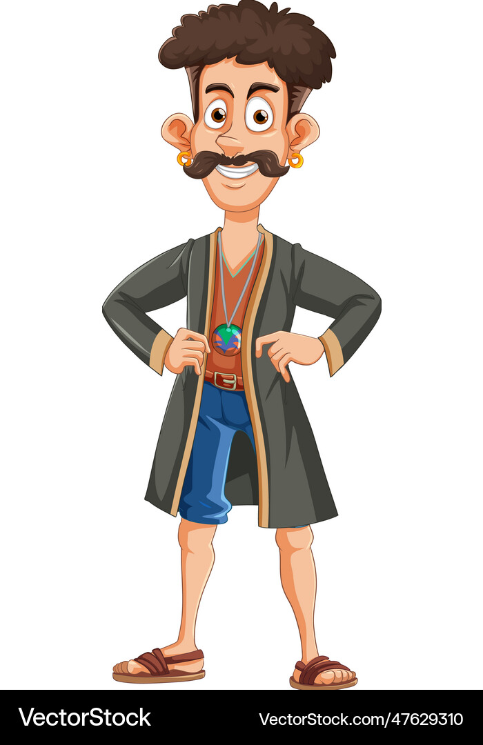 Middle age man cartoon character with mustache Vector Image