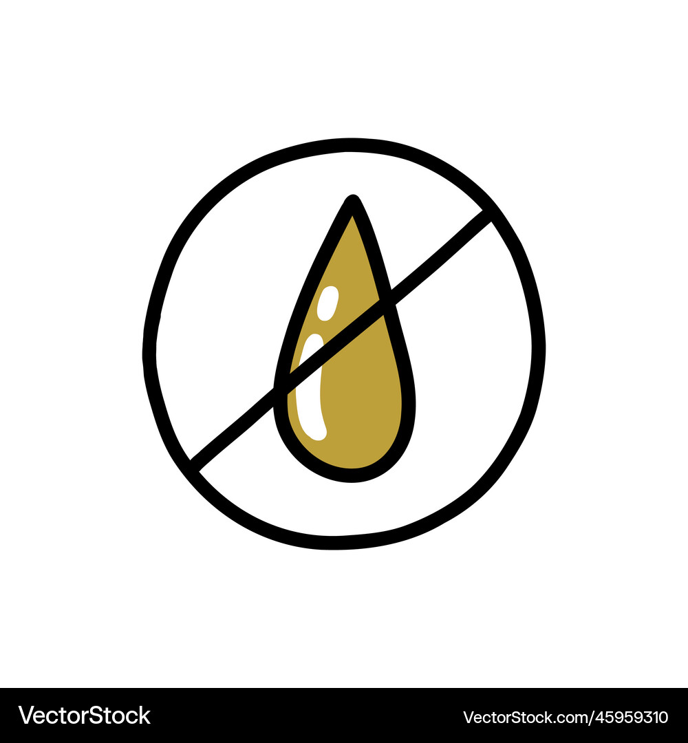 No trans fat label doodle icon color line Vector Image