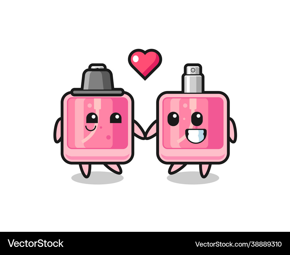 Perfume cartoon character couple with fall Vector Image