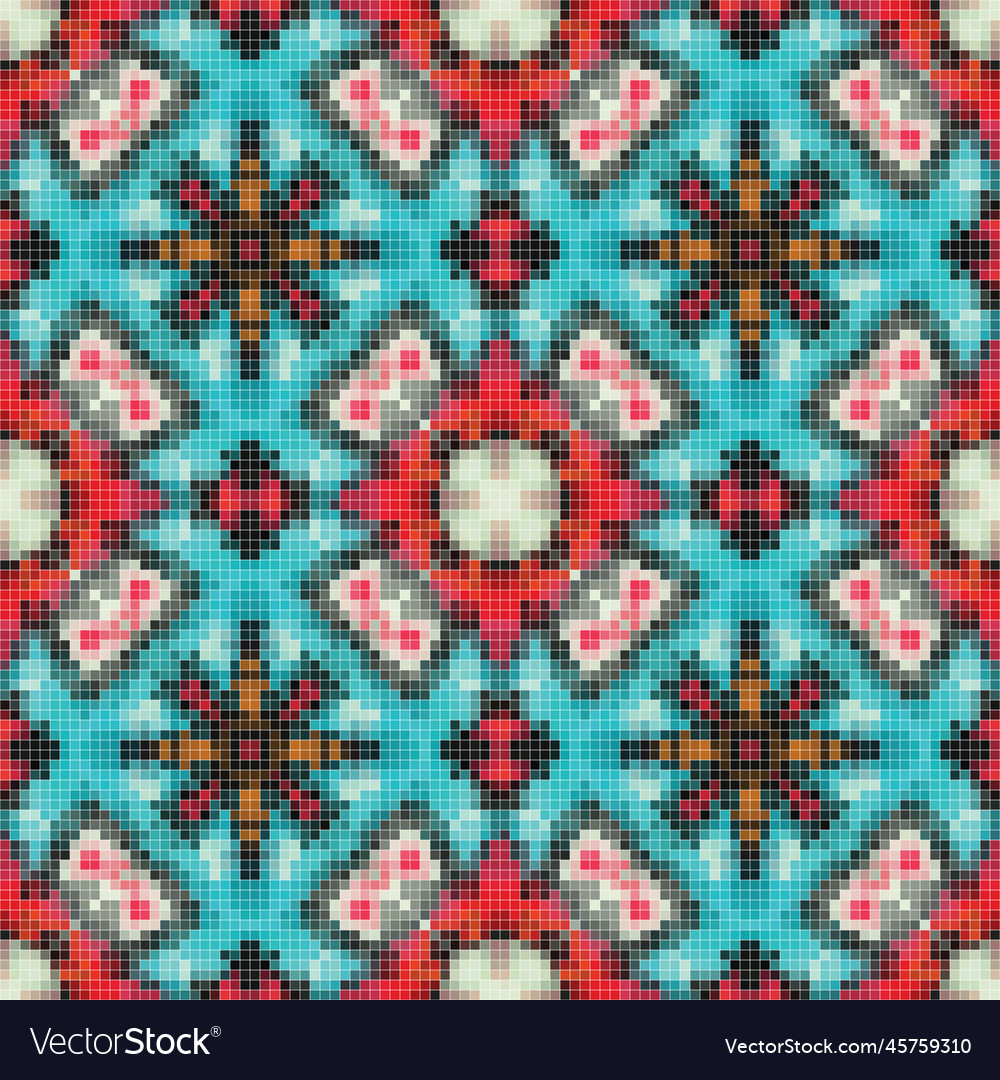 Pixel mosaic seamless pattern design repeat Vector Image