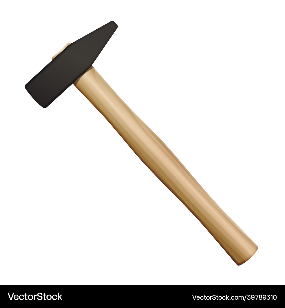 Realistic hammer with wooden handle isolated Vector Image