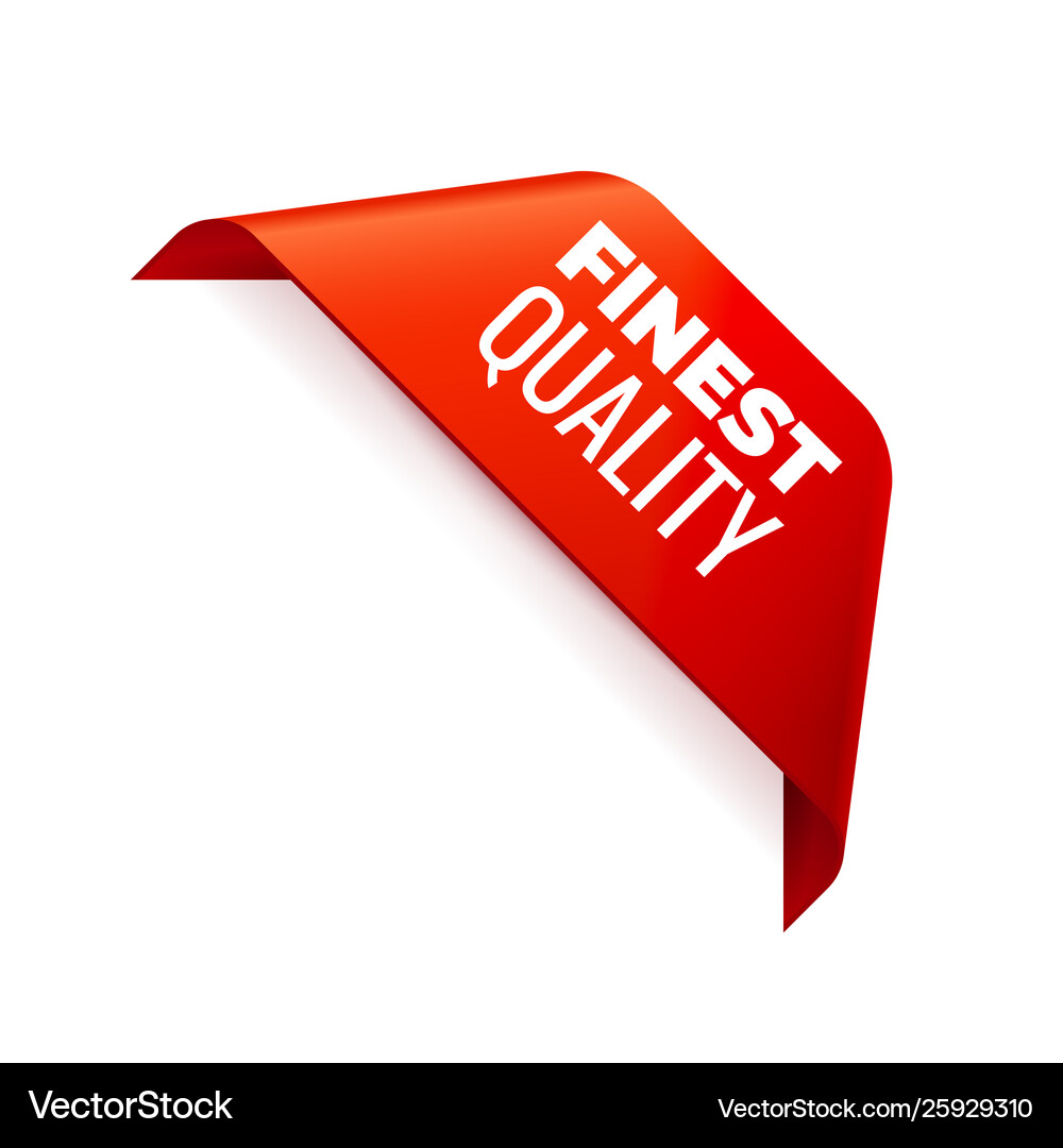 Red banner ribbon corner finest quality Royalty Free Vector
