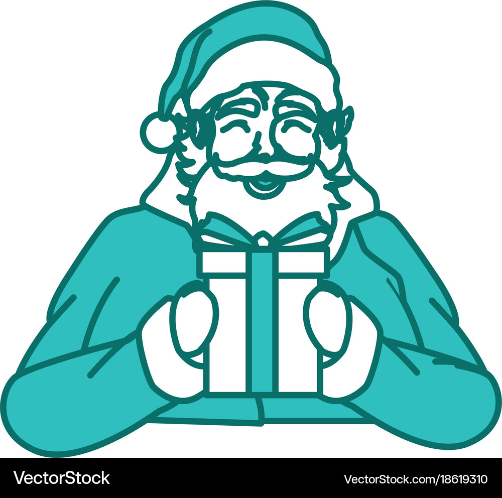 Santa claus with gift box ico Royalty Free Vector Image