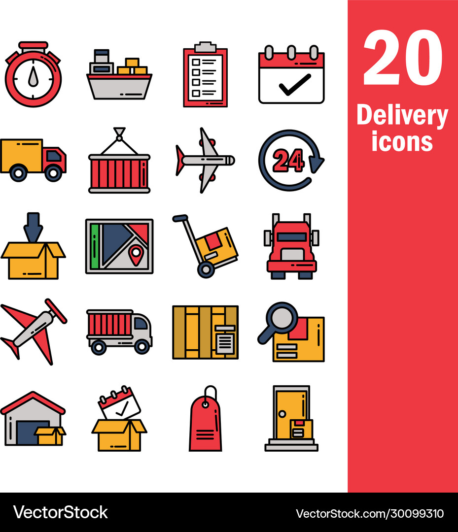 Set icons freight delivery logistics on white Vector Image