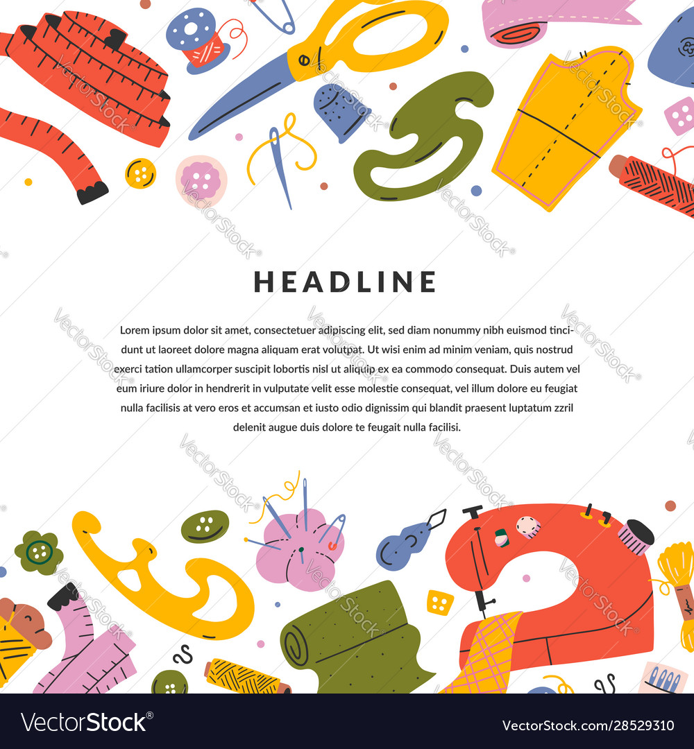 Sewing frame template with blank space for your Vector Image