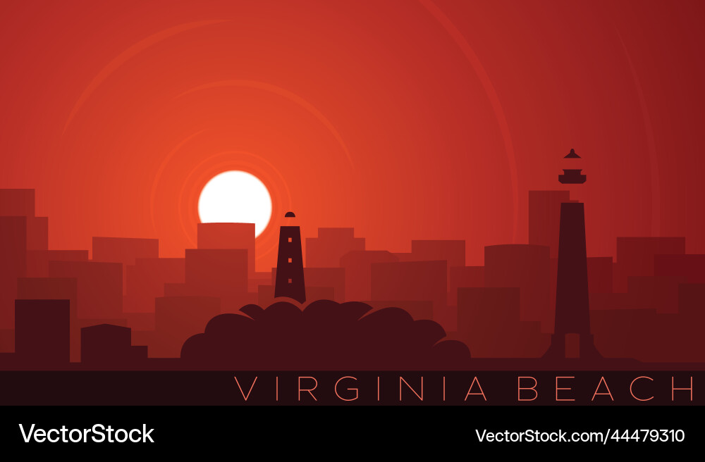 Virginia beach low sun skyline scene Royalty Free Vector