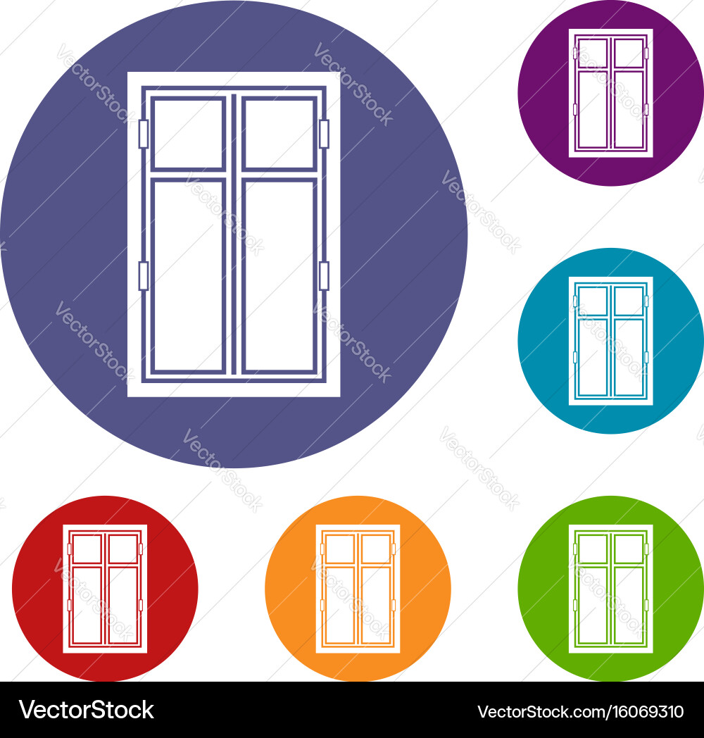 Wooden window icons set Royalty Free Vector Image