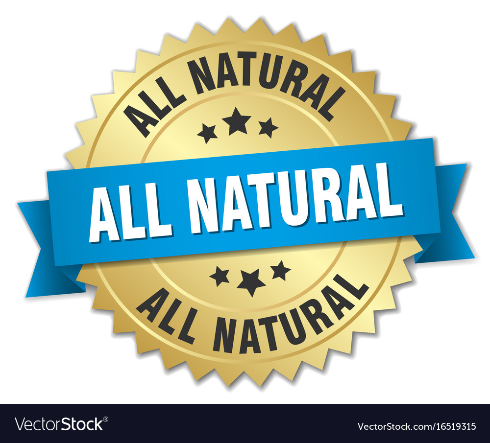 All natural round isolated gold badge Royalty Free Vector