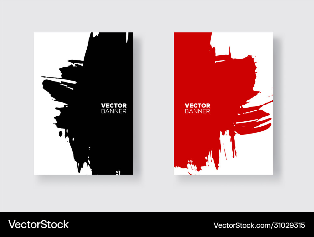 Black and red abstract design set ink paint Vector Image