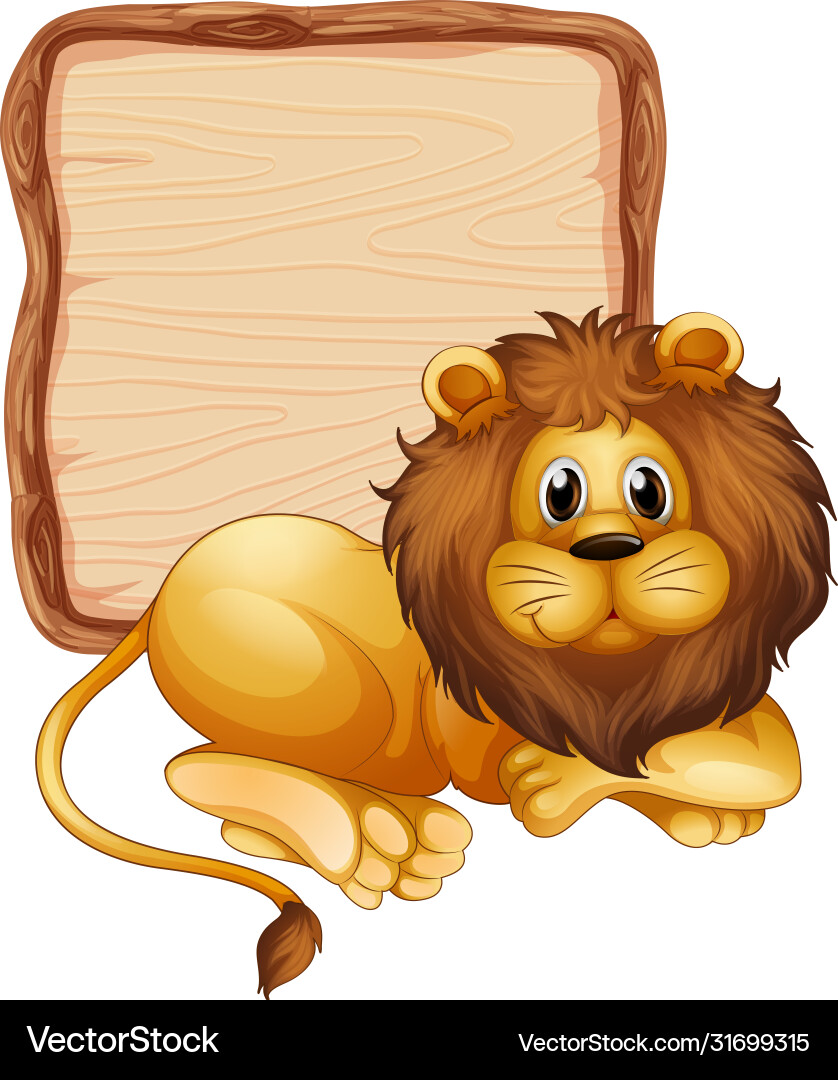 Board template with cute lion on white background Vector Image