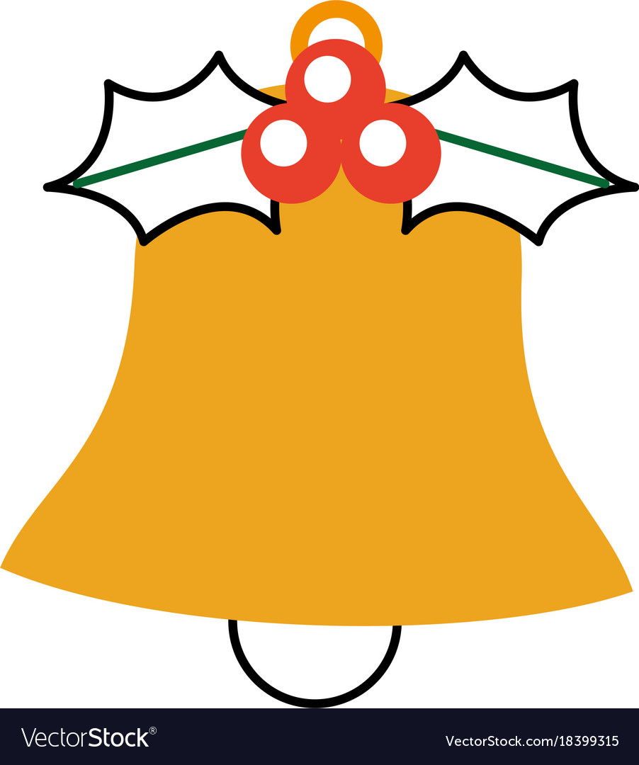 Christmas bell holly berry leaves jingle Vector Image